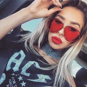 Accessories | Red Gradient Lens Aviator Sunglasses | Poshmark